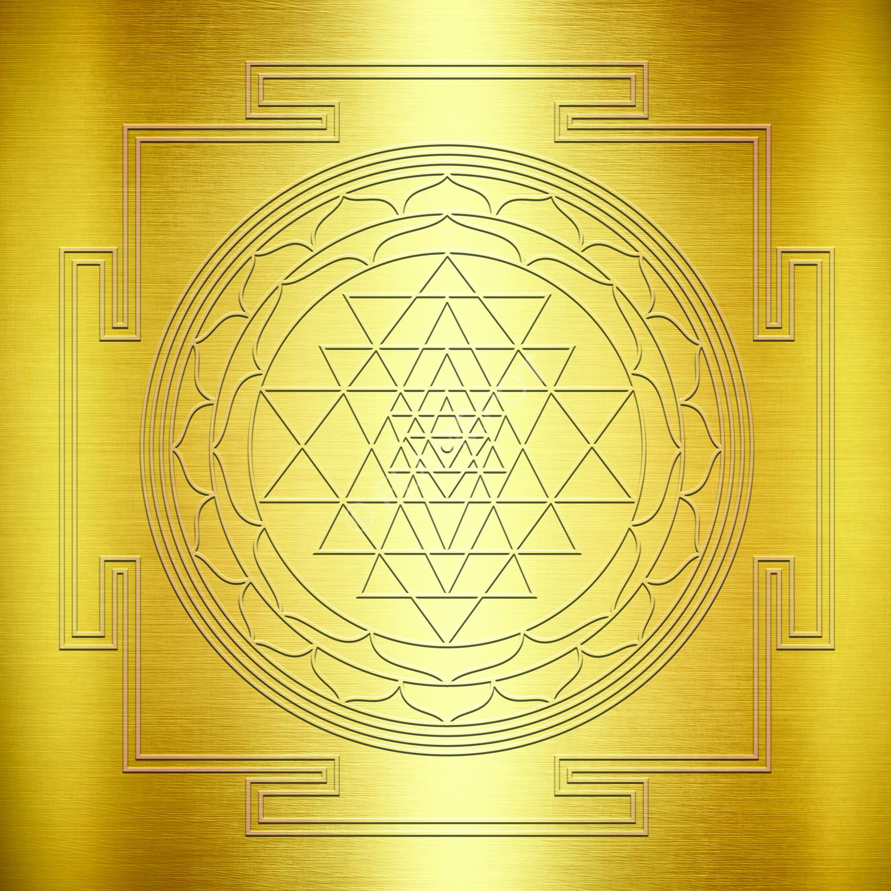 Sri Yantra - Copper Gold Plated (12 X 12 in) - FLAMEPOT